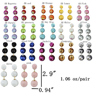 Coiris Black Sequin Ball Dangle Stud Earrings for Women Beaded Statement Drop Earrings（ER1084-black）