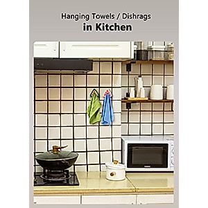 Tswcbyy 4 Pieces Self Adhesive Towel Hooks ,Hand Towel Holders, Kitchen Towel Hooks, Wall Mount Push Hooks for Kitchen, Bathroom, Camper, Rv, Easy to Install and Fun to Use