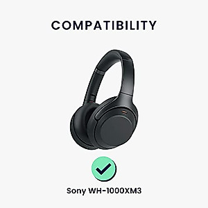 kwmobile Replacement Ear Pads Compatible with Sony WH-1000XM3 - Earpads Set for Headphones - Black