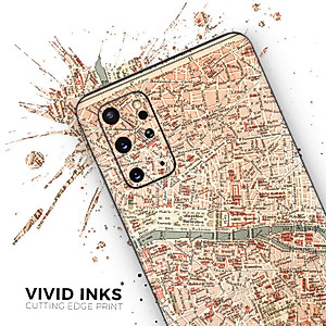 DesignSkinz The Vintage Paris Overview Map Protective Vinyl Decal Wrap Skin Cover Compatible with The Samsung Galaxy S20 (Screen Trim & Back Glass Skin)