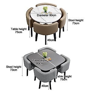 Round Dining Table Set With 4 Chair,Small Office Conference Room Tables And Chairs,Round Tables Conference,Space-Saving,Modern Leisur Dining Room Furniture For Kitchen Lounge Living Room ( Size : B6 )