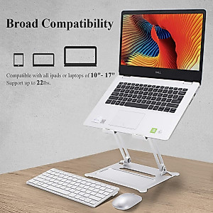 Diswoe Laptop Stand, Ergonomic Portable Aluminum Computer Riser, Ergonomic Laptops Elevator for Desk, Foldable Metal Holder Compatible with Notebook, MacBook and More 10-15.6”Laptop