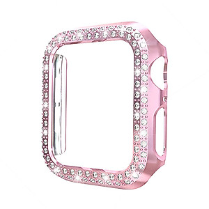 [5-Pack] Protector Case Compatible with Apple Watch Series 3 Series 2 Series 1 38mm Cover, Double Row Bling Crystal Diamonds Protective Cover PC Plated Bumper Frame Accessories (5 Colors, 38mm)