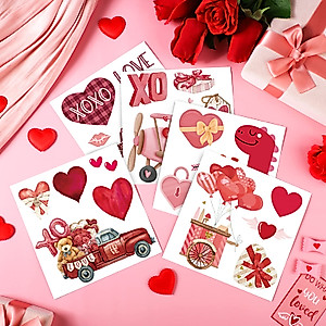 105 Pcs Valentine's Day Rub on Transfers Decor Stickers Transfers for Furniture Floral Scrapbook Stickers Iron on Transfers Decal Sticker for DIY Crafts Paper Wood Design, 5.9 x 5.9 Inch