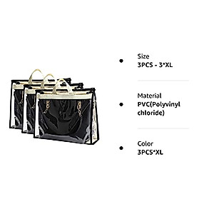 Outgeek 3PCS Purse Storage Bag Organization Purse Dust Bag Organizer Clear Plastic Lightweight Protective Waterproof Handbag Protector (3PCS - 3*XL)