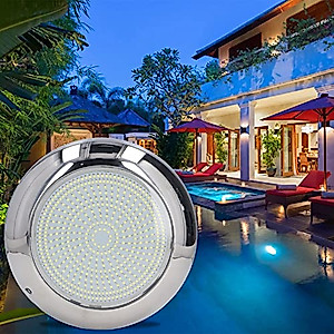 DJDK Pond Lights,Stainless Steel LED Pool Light 12V 35W White Color IP68 Waterproof LED Underwater Pond Lights with 468 Light Chips for Garden Swimming Pools(Shell Without Pattern)