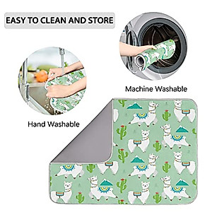 Classic Llama Dish Drying Mat for Kitchen Counter Absorbent Microfiber Dishes Drainer Mat Non-Slip Dish Draining Mat Fast Dry Kitchen Accessories Pad 16x18 inch