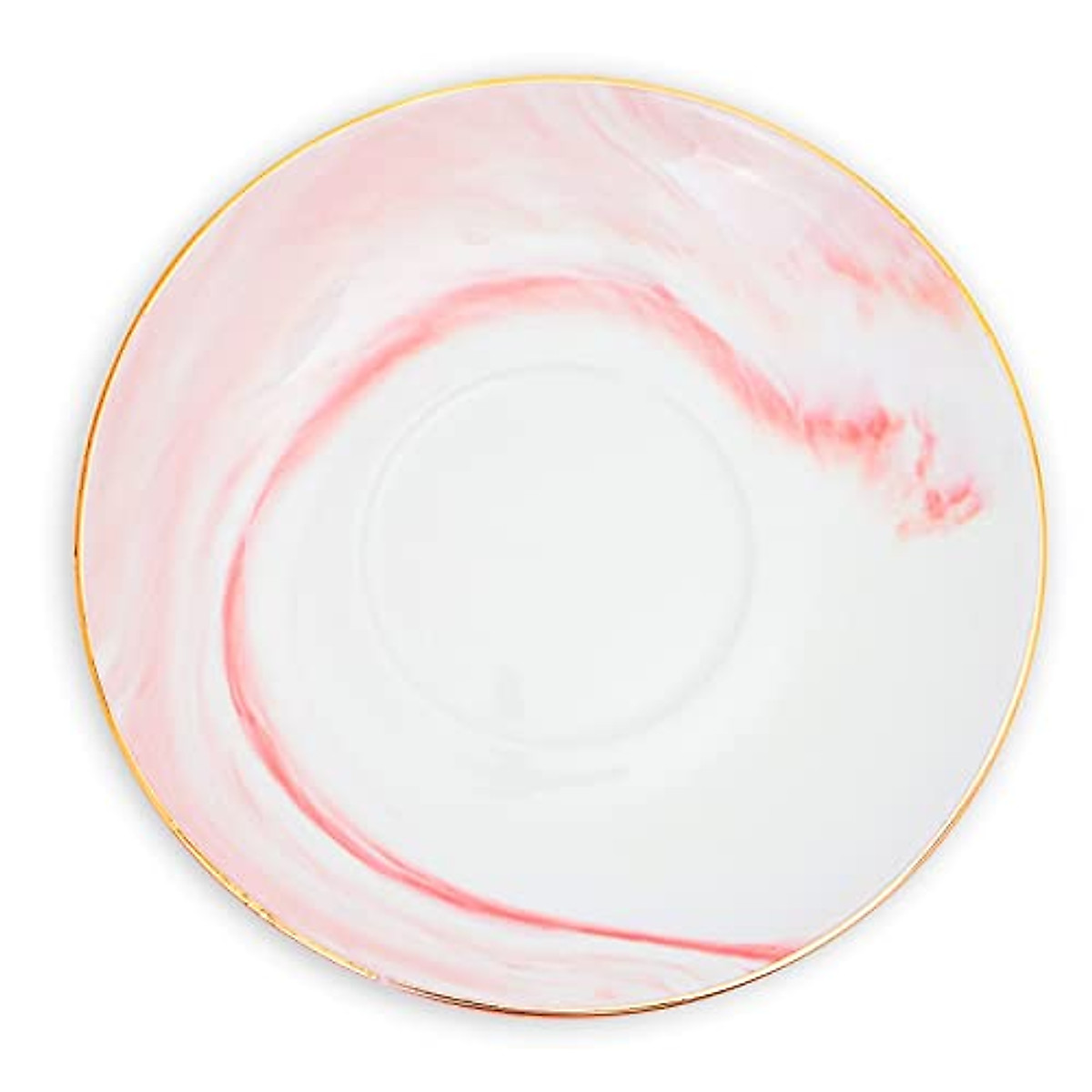 3-Piece Pink Marble Tea Cup and Saucer Gift Set for 1, 7 oz Teacup with Gold Spoon