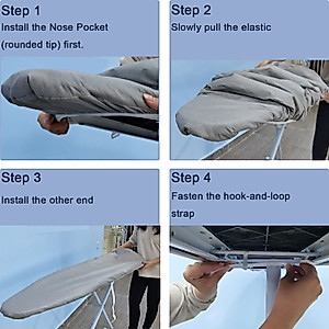 VividPaw Ironing Board Cover and Pad, Standard Size 15x54, Thick Padding, Elastic Edge, Silicone Coated, Resist Scorching and Staining, Adjustable Fastener, Heavy Duty Padded Iron Board Covers (Blue)