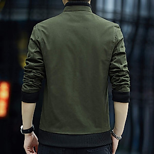 Womleys Mens Casual Windbreaker Outerwear Slim Fit Cotton Lightweight Jackets (Medium, Army Green)