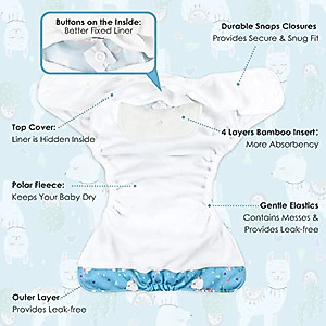 wegreeco Washable Reusable Baby Cloth Pocket Diapers Fresh Animal Bundle with Cloth Diapers Pink Girly and Wet Dry Bags