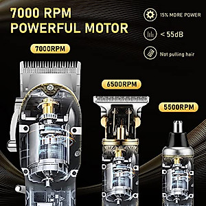 Karrte Upgrade Hair Clippers Kit for Men,Professional Barber Clippers/Hair Trimmer/Ear Nose Trimmer Set,Barber Supplies for Mens Grooming Kit Accessories with LED Display,Gifts for Men,Bronze