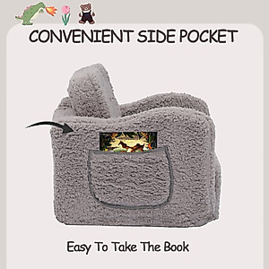 VINYUSE Children Perfect Extra Wide Convertible Sofa to Lounger, Comfy 2-in-1 Flip Open Couch/Sleeper for Kids, Grey,M