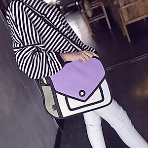 Xugq66 3D Style 2D Drawing Cartoon Handbag Shoulder Canvas Messenger Bag (Purple)