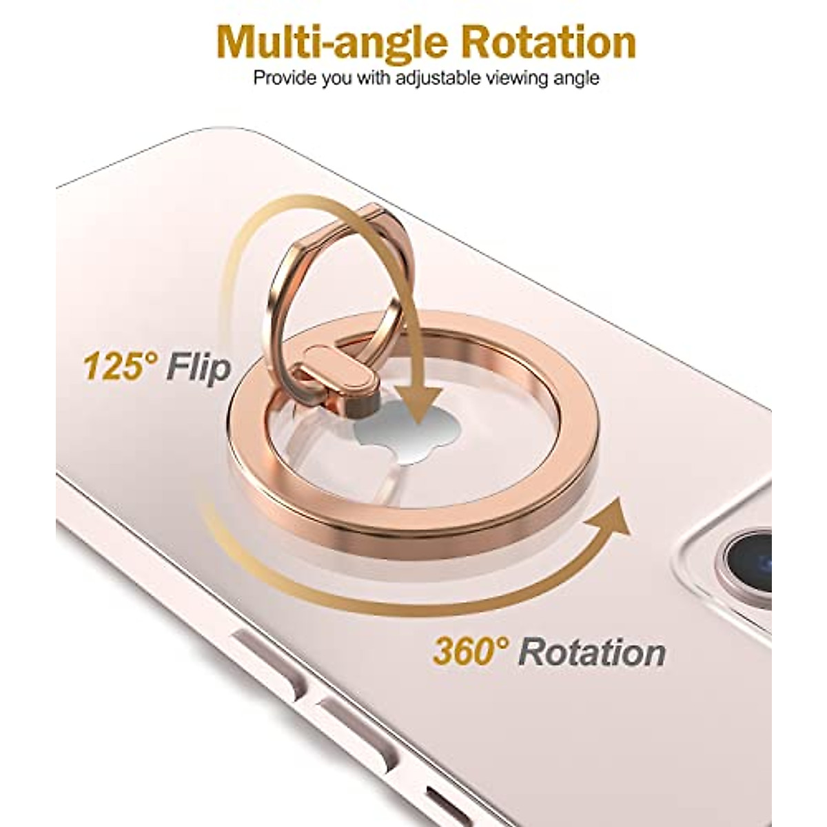 UKKITEK Magsafe Ring Holder for iPhone 14 13 12 MagSafe Accessories, Adjustable Magnetic Finger Ring Grip Stand Compatible Mag Safe Case, Removable When Wireless Charging - Luxury Pink