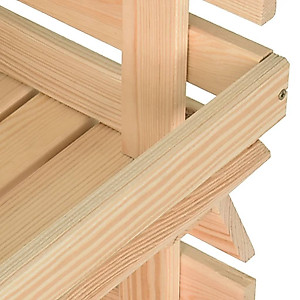 GOLINPEILO Wooden Vegetable Trolley, 3-Tier Wood Kitchen Rolling Cart, Wood Trolley Island Cart, Utility Cart Multi-Layer Storage Shelf Rack on Wheels, 14.6"x11.8"x31.5" Solid Wood Pine -295