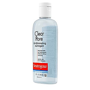 Neutrogena Clear Pore Oil-Eliminating Astringent with Salicylic Acid, Pore Clearing Treatment for Acne-Prone Skin, 8 fl. oz (Pack of 2)