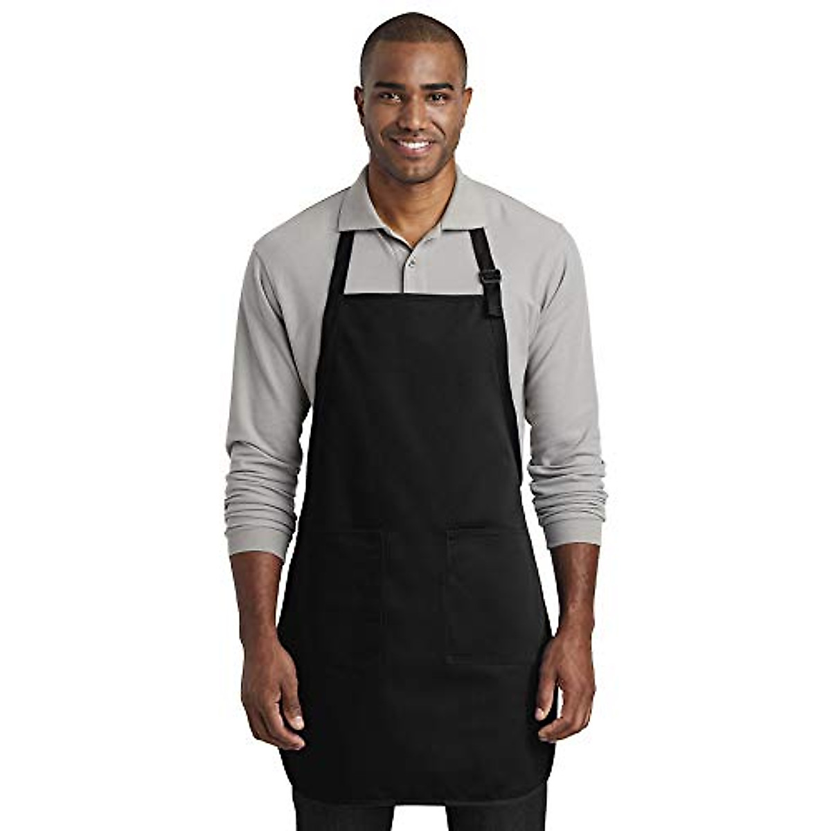 Port Authority Men's Full-Length Two-Pocket Bib Apron, Black, One Size