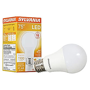 SYLVANIA LED Light Bulb, 75W Equivalent A19, Efficient 12W, Medium Base, Frosted Finish, 1100 Lumens, Soft White - 1 Pack (79291)