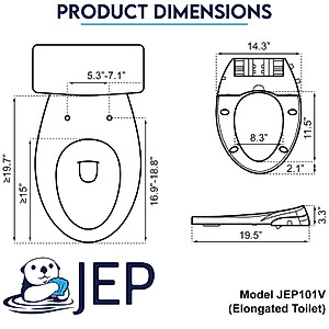 JEP Dual Nozzle Manual Bidet Toilet Seat for Elongated Toilets with Soft Close Seat and Cover | Bidet Seat for Rear & Feminine Cleaning, Easy to Install, Convenient, and Power Free (Elongated Toilet)