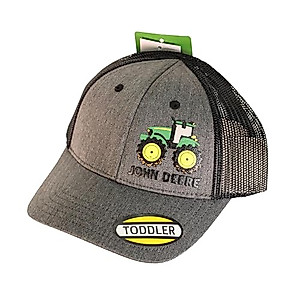 John Deere 3D Rubber Tractor Print Toddler Baseball Hat Cap-Charcoal-One Size