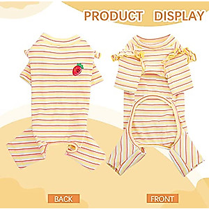 Lelepet Dog Pajamas Dog Pjs Cotton Striped Jumpsuit Stretchable Lightweight Doggie Onesies, Soft Cute Bodysuits Rompers for Puppy Comfy Dog Pajamas for Small Dogs Girls Pink Pet Pajamas for Sleep