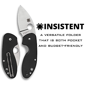 Spyderco Insistent Value Knife with 2.47" Stainless Steel Blade and Durable Black G-10 Handle - PlainEdge - C246GP