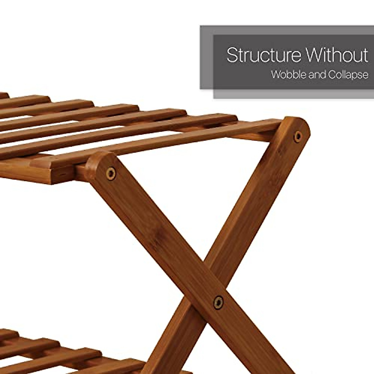 MoNiBloom Folding Shoe Stand, Bamboo Stackable Shoes Shelf Storage Organize for 21-25 Pairs Installation-Free for Entryway, Hallway Bedroom, Brown