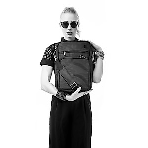 JuJuBe Helix Multi-Functional Crossbody Messenger/Diaper Dad Bag, Onyx Collection - Black Ops