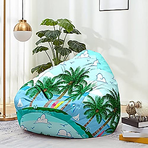 Morbuy Bean Bag Chair Cover for Kids Adults (No Filler), 3D Palms Soft Lazy Sofa Bed Cover Washable Oversized Storage Bean Bag Cover for Living Room, Indoor, Outdoor (S,Clouds)