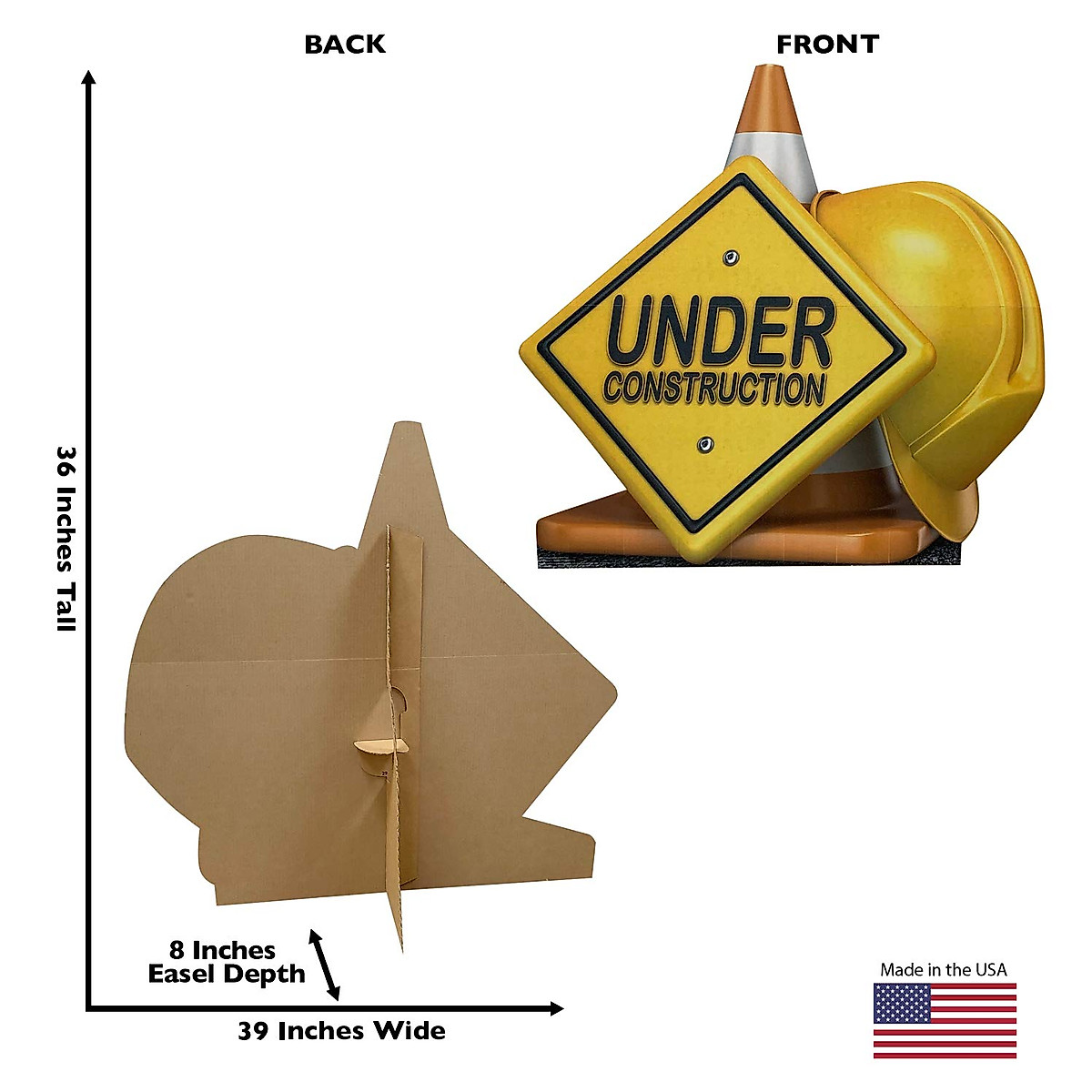 Cardboard People Under Construction Sign Life Size Cardboard Cutout Standup