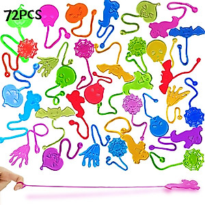 72 pcs Halloween Sticky Hands Toys for Kids Boys Girls, Spider Web Skull Bat Stretchy Sticky Toys For Goodie Bags, Pinata Fillers, Classroom Prizes, Halloween Trick or Treat Party Favors Gifts