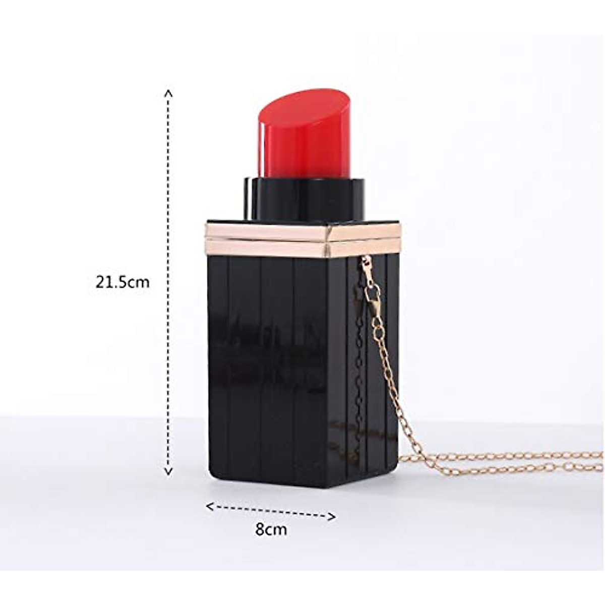 Shiratori Women Acrylic Black Lipstick Shape Evening Bags Purses Clutch Vintage Banquet Shoulder Bag Classic Crossbody Bags for GIRLS Black