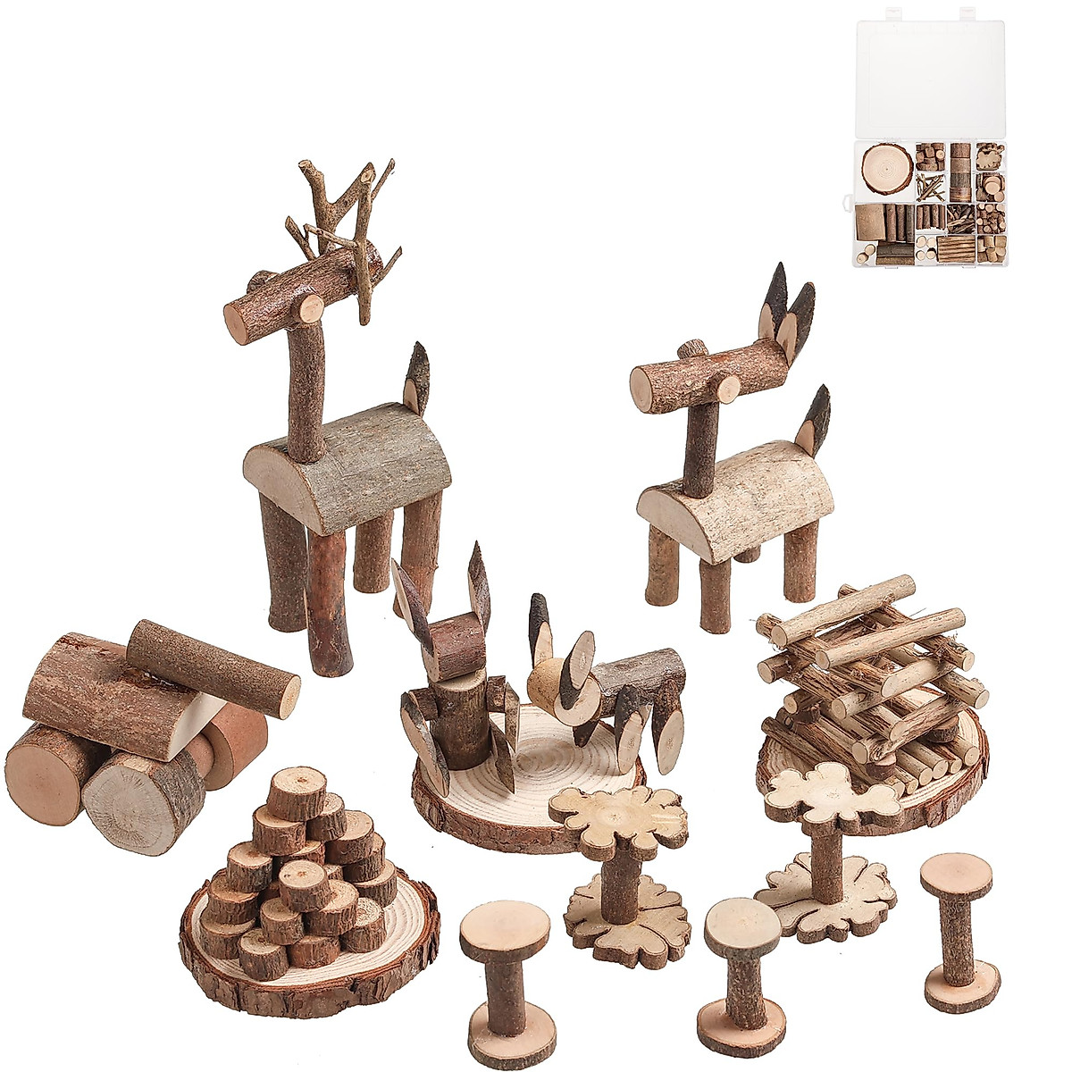 LAZACA Wood Craft Kits DIY for Kids Ages 5-20 Wooden Art Paint Bulk Crafts Garden Playset Loose Parts Play Materials L/21X17X4cm