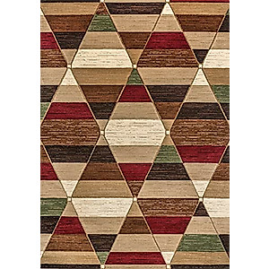 JONATHAN Y UNQ101B-8 Kehoe Retro Diamonds Geometric Indoor Area -Rug, Modern, Contemporary, Transitional Easy -Cleaning,Bedroom,Kitchen,Living Room,Non Shedding, Red/Brown/Cream, 8 X 10