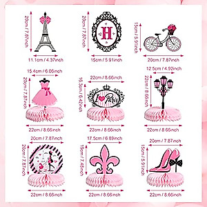 Paris Party Decorations Set, Pink Paris Happy Birthday Banner I Love Paris Honeycombs Centerpieces Eiffel Tower Balloons Decor for Paris Birthday Party Girl Party Baby Shower Supplies