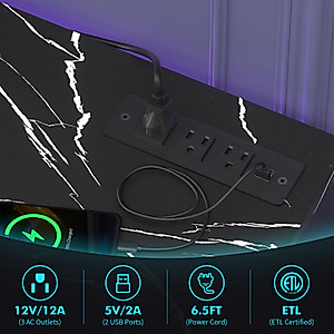 BREEZEHEAT 58inch Electric Fireplace TV Stand for 65'' TV-Entertainment Center with 18'' Fireplace and Led Light-TV Console with Glass Shelves, Power Outlets, Remote Control (Black Marble)