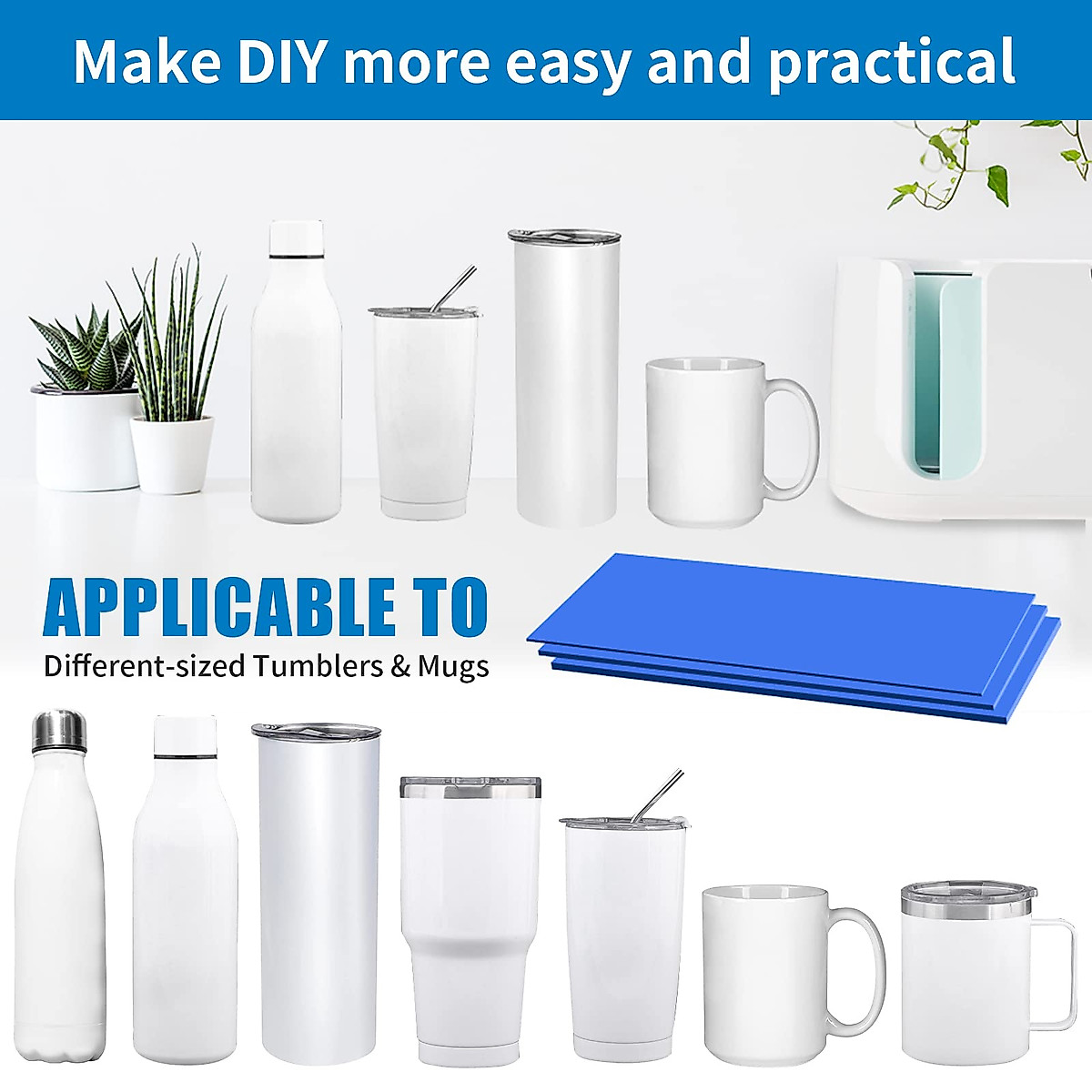 UCEC Sublimation Tumbler Wrap, Compatible with Cricut Mug Press, 10.9x4.7 Inch Silicone Sublimation Mug Tumbler Wrap for Cricut Mug Press Accessories, Suitable for Tumbler Heat Press Machine（3PCS