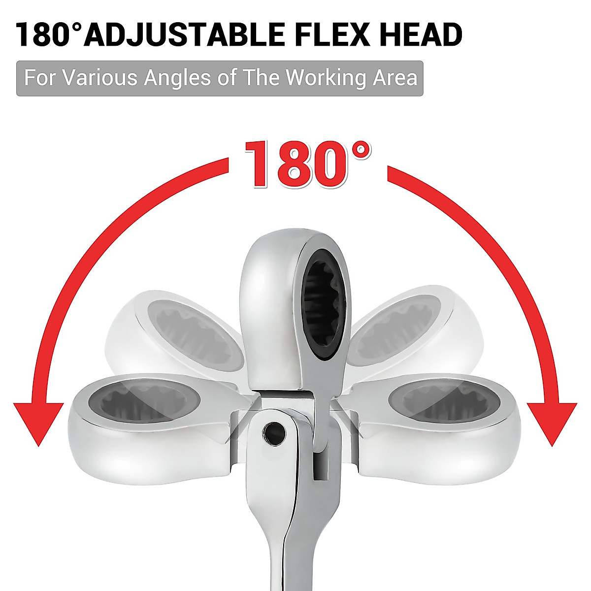 Pilida 1/2 Inch Ratcheting Combination Wrench 12 Point SAE Flex Head Gear Wrench Rachet Box End Spanner 72 Teeth Chrome Vanadium Steel