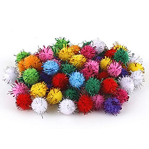 Colored Glitter Balls Pompom Furry Balls Christmas Pom Poms DIY Pompones Craft Supplies Handmade Decoration Materials