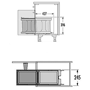 Hailo Solo Pull-Out Trash Can System with DoorKit and Lid 20 Liters (5.28 gal), Capacity 21.1 qts, Slate Gray