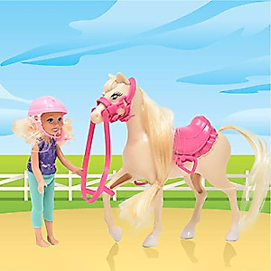 Doll with Horse Playset Toy for Girls Pony Rider Set with Fashion Doll Horse and Riding Helmet for Kids Ages 3 Years and Up