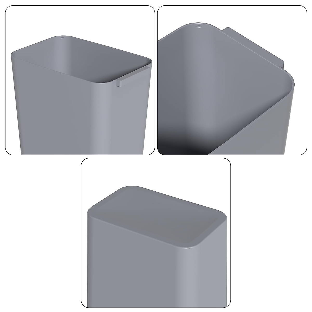 Hespama 4 Gallon Garbage Can Open Top, 3 Packs, Plastic Kitchen Waste Baskets, Grey