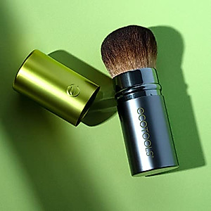 EcoTools Travel Kabuki Makeup Brush for Foundation, Blush, Bronzer, & Powder, Retractable, Green, Aluminum, Sustainable, Travel Friendly & Perfect for On The Go, 1 Count