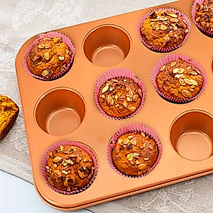Eternal Living 12 Cup Muffin Pan & Cupcake Pan Nonstick, Copper Set of 2