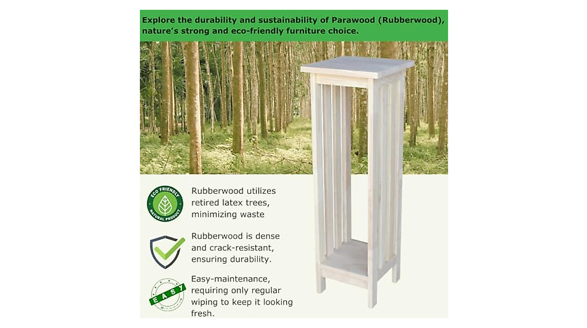 Sturdy 36" Mission Plant Stand in Unfinished Real Wood