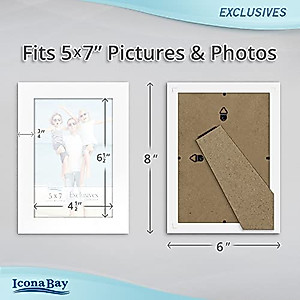 Icona Bay 5x7 White Picture Frame, Sturdy Wood Composite Photo Frame 5 x 7, Sleek Design, Table Top or Wall Mount, Exclusives Collection