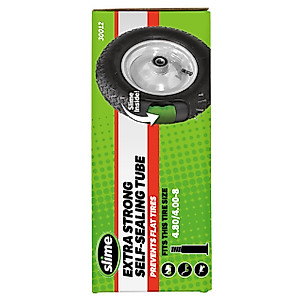 Slime 30012 Inner Tube for wheelbarrows, Lawn Mowers, Trailers, Tractors, Golf Carts, 4-Wheelers and More, Extra Strong, Includes Self-Sealing Sealant, Heavy Duty, Replacement, 4.80/4.0-8"