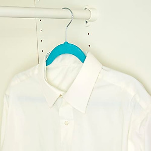 Velvet Clothes Hangers (Pack of 10), Turquoise, by Home Basics | Felt Hangers for Tops, Jackets, Dresses, and Pants | Contoured Hangers with Notches | Ultra-Thin Space Saving Clothes Hangers