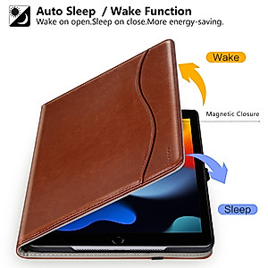 ZtotopCases for New iPad 9th/8th/7th Generation Case 10.2 Inch 2021/2020/2019, Premium PU Leather Folding Stand Cover for iPad 10.2" 9/8/7 Gen, Brown